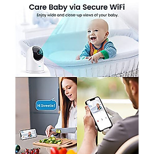 Baby Monitor - 2K Ultra HD Video Baby Monitor with Camera and Audio - Baby Camera Monitor WiFi Smartphone with Night Vision, Video Recording, App Control, Motion Detection/Tracking, 2-Way Audio