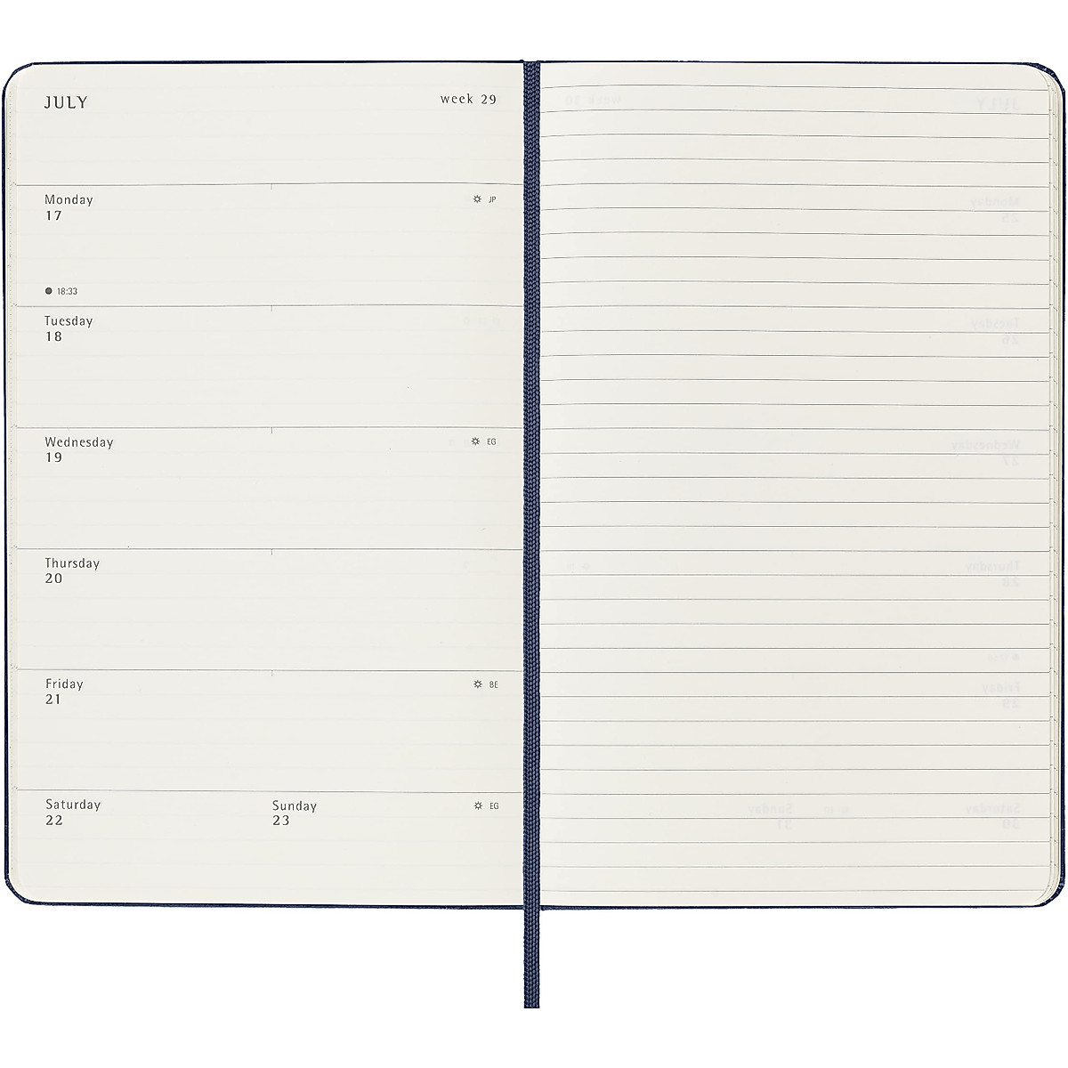 Moleskine Classic 18 Month 2022-2023 Weekly Planner, Hard Cover, Large (5" x 8.25"), Sapphire Blue