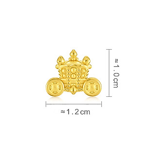 CHOW SANG SANG 999 24K Solid Gold Mini Charm Carriage Charm Bracelet for Women 93018C (Gold, 17 CM)