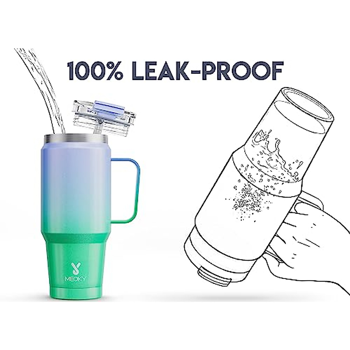 Meoky 32oz Tumbler with Handle, Stainless Steel Travel Mug with 2-in-1 Straw and Sip Lid, Vacuum Insulated Coffee Mug, 100% Leak Proof, Keeps Cold for 24 Hours or Hot for 8 Hours (Fairyland)