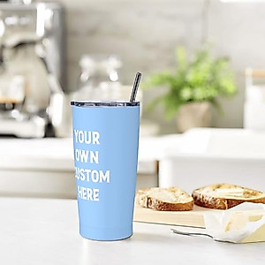 Personalized Coffee Tumbler with Text Custom Tumbler Cups with Straw Custom Stainless Steel Coffee Mug Travel Custom Travel Cups Personalized