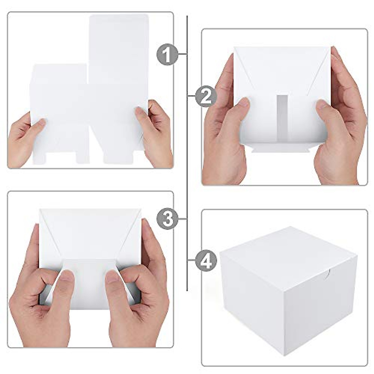 Eupako Gift Boxes 4x4x4 50 Pack White Kraft Paper Box with Lids Party Favor Boxes for Bridesmaids Proposal, Crafting, Cupcake, Wedding, Christmas