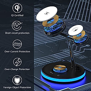 Magnetic Wireless Charging Station, KOOPAO 4 in 1 Fast Charger Dock Stand Compatible with iPhone 12/13,Pro, Pro Max, Mini, iWatch 7/6/SE/5/4/3/2, AirPods 2/ Pro, 1ST Pencil (with QC 3.0 Adapter)