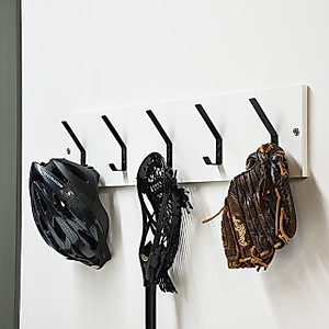 Amazon Basics Wall Mounted Modern Metal Drywall Coat Hooks - Flat Black, 5-Pack