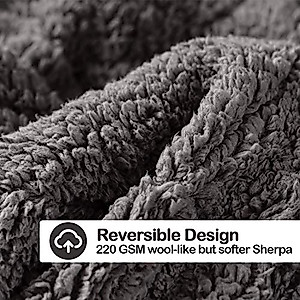Uttermara Weighted Blanket Queen Size 15lbs 60x80 inches, Sherpa Weighted Blankets with Soft Plush Fleece, Cozy Warm Sherpa Snuggle Thick Heavy Blanket Great for Sleep and Calming, Grey