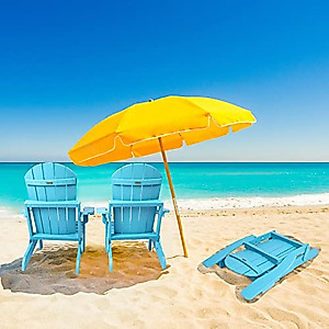 hOmeQomi Folding Adirondack Chair, All Weather Resistant Plastic Chair with Cup Holder, Fold or Unfold Easily in 1 Second, Outdoor Chairs for Patio, Garden, Backyard Deck, Lawn, Fire Pit - Lake Blue
