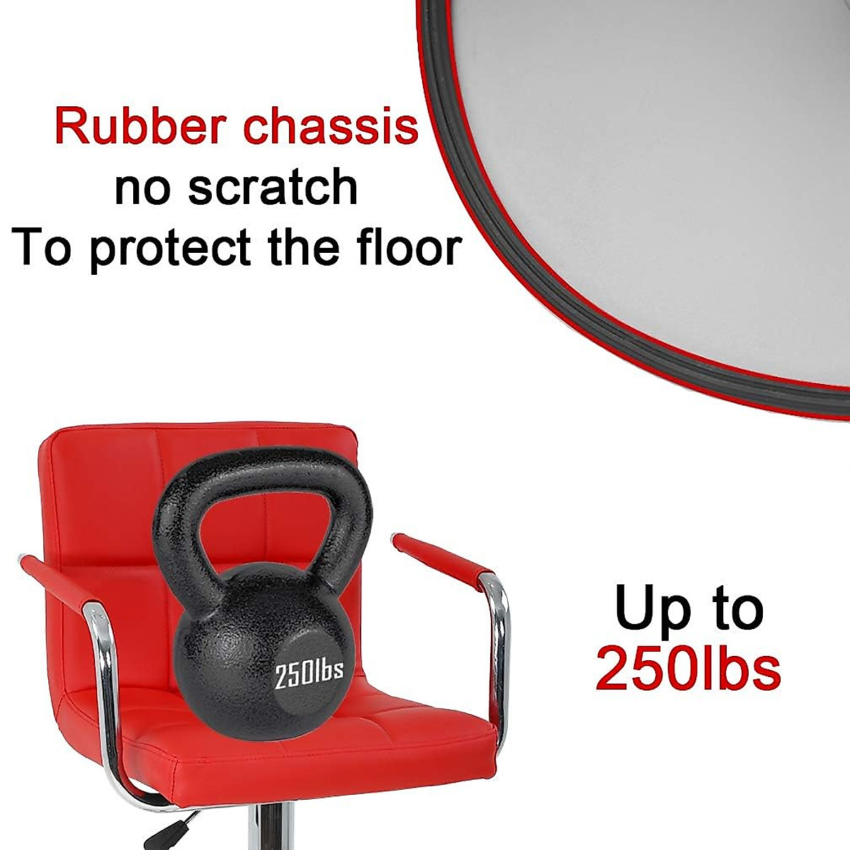 BestOffice Modern Bar Stool Set of 2 Barstools Armrest Height Adjustable Counter Stools Bar Chairs Swivel Bar Stool PU Leather Hydraulic Dining Room Chairs Home Kitchen Stools (Red)