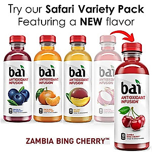 Bai Flavored Water, Rainforest Variety Pack, Antioxidant Infused Drinks, 18 Fluid Ounce Bottles, 12 Count, 3 Each of Brasilia Blueberry, Costa Rica Clementine, Malawi Mango, Sumatra Dragonfruit