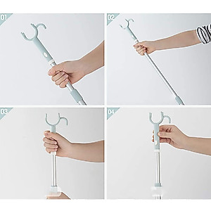 Long Pole with Hook Reach Stick Closet Pole 45" Extendable Pole with Long Handle for High Reaching Closet Rods, Window Curtain, Top Ceiling