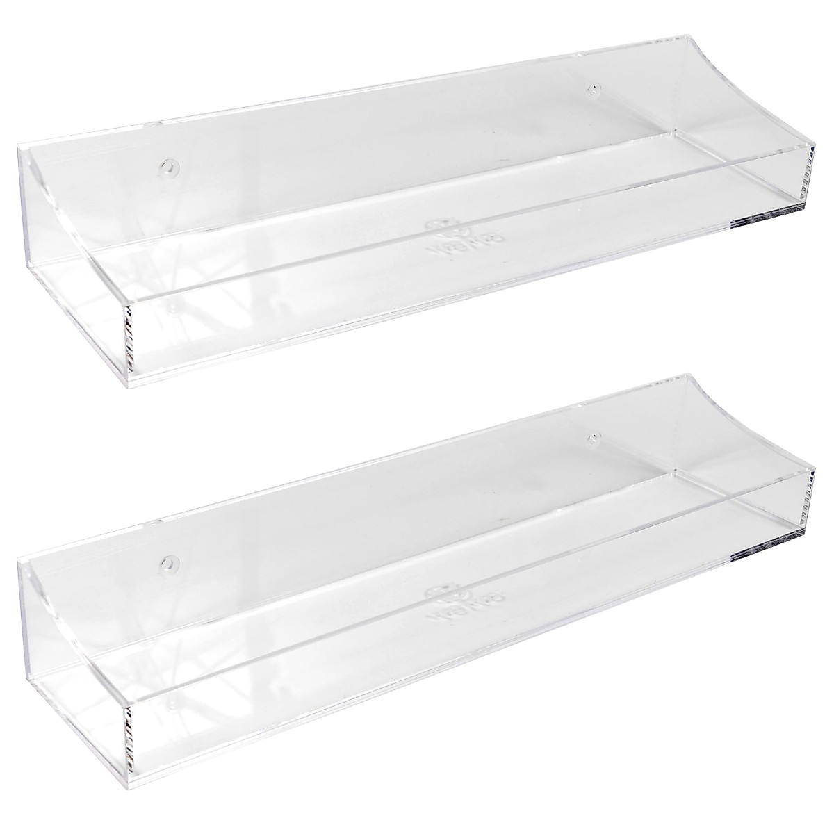 Vervo Acrylic Shower Bathroom Shelves, 2 Pack Adhesive Transparent Caddy Organization, Clear Home Wall Shelf, Floating, No Drilling Extra Thick Storage and Decor