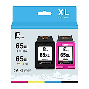 Penguin Remanufactured Printer Ink Cartridge Replacement for HP 65XL,65 XL Used for Hp AMP 100 120 125 130 Deskjet 2622 2624 2652 3732 3752 Envy 5020 5030 (1 Black,1 Color) Combo Pack