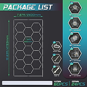 ALL4DETAIL LED Hexagon Garage Light, 6500K Honeycomb Light 15 Hexagonal Light with Rectangle Border for Garage Workshop Warehouse 60600LM,IP54,606W