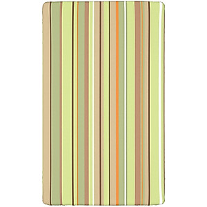 Striped Themed Fitted Mini Crib Sheets,Portable Mini Crib Sheets Soft and Breathable Bed Sheets-Baby Crib Sheets for Girl or Boy,24“ x38“,Pistachio Green Tan Orange