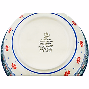 Polish Pottery 6¼-inch Bowl made by Ceramika Artystyczna (Spring Butterfly Theme) + Certificate of Authenticity