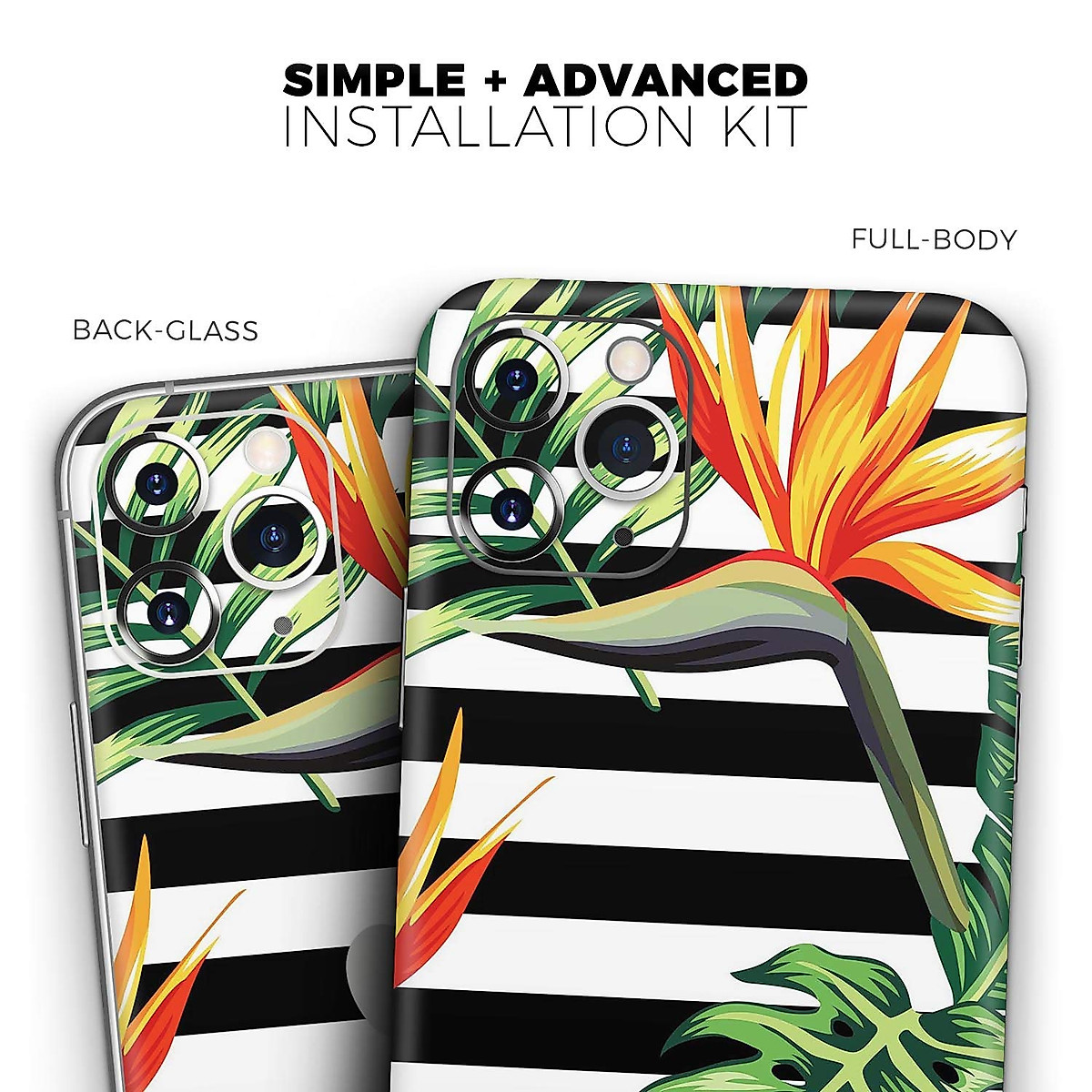 Design Skinz Vivid Tropical Stripe Floral v1 - DesignSkinz Protective Vinyl Decal Wrap Skin Cover Compatible with The Apple iPhone 7 (Full-Body, Screen Trim & Back Glass Skin)