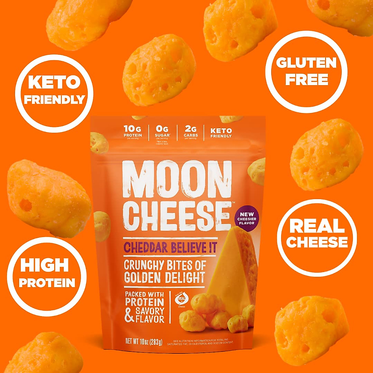 Moon Cheese Bites, Get Pepper Jacked, 10-Ounce 2-Pack, 100% Real Cheese Snack, Protein, Keto, After-School or Lunch Snack