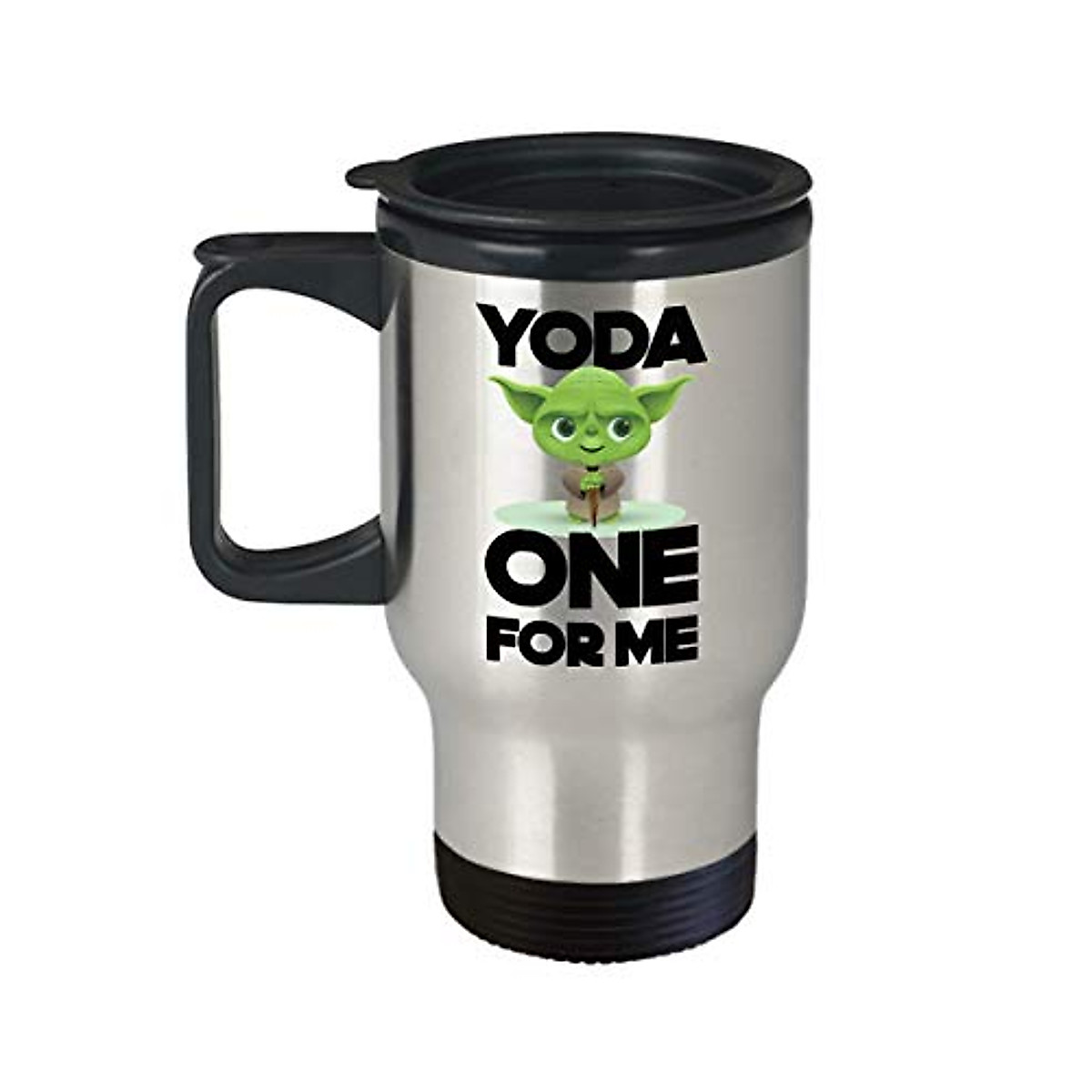 Yoda One For Me Travel Mug for Valentines Day Boyfriend Anniversary Mugs for Men or Women Funny Pun Coffee Cup