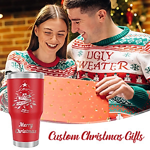 Personalized Tumbler with Names Text - Custom Stainless Steel Insulated Tumblers Personalized 30 Oz Coffee Tumbler with Engraving Name - Personalized Christmas Birthday Gifts for Women Men, 25 Designs
