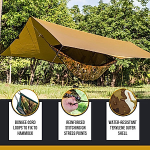 OneTigris Hideout Hammock Underquilt + Bulwark All Season Camping Tarp + KOMPOUND Camping Hammock