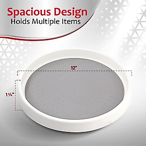 Lazy Susan Turntable, Non Skid Large Lazy Susan Turntable for Cabinet and Refrigerator, Plastic Rotating Turn Table, 12 Inch - by RamPro