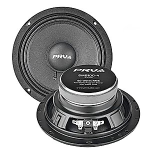 PRV AUDIO 6MB100-4 Pair of 6.5 Inch Midbass Speaker for Pro Car Audio, 4 Ohm, 50 Watts RMS Power, 200 Watts Max Power Mid Bass Factory Replacement Loudspeaker (Pair)