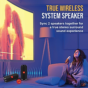 WALLA SOUND Bluetooth Speaker & FM Radio - IPX5 Waterproof Portable Wireless Speaker with BT 5.3, Stereo Sound, Micro SD Card MP3 Player, TWS Pairing & Built-in Mic for Home, Outdoors, Travel