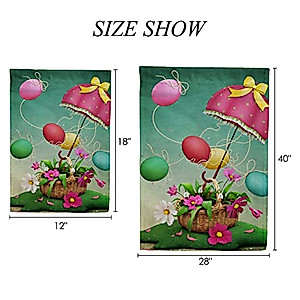 My Little Nest Seasonal Garden Flag Easter Eggs Flowers Basket Double Sided Vertical Garden Flags for Home Yard Holiday Flag Outdoor Decoration Farmhouse Banner 28"x40"