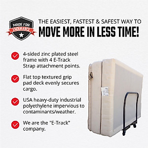 SNAP-LOC, Heavy Duty Moving Dolly 4 Wheels, 1,500 lb with Panel Bars, 4 Inch Casters, Dollies for Moving Cargo, E Strap Attachment Included, Black