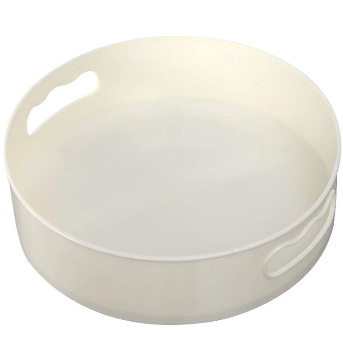 Goeielewe Plastic Lazy Susan Organizer Turntable Round 9-Inch Rotating Storage Organizer Tray with Handles for Kitchen Cabinets, Pantry, Countertops, Bathroom Vanity (Beige)