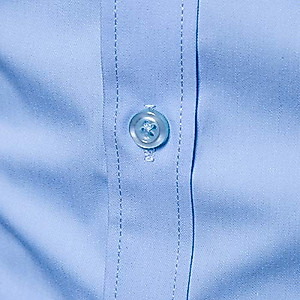 LOCALMODE Mens Casual Plain Button Down Easy Care Cotton Dress Shirts Slim Fit Business Long Sleeve Formal Shirts Wine Red Medium