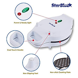 Hong Kong Egg Waffle Maker by StarBlue with BONUS recipe e-book - Make Hong Kong Style Bubble Egg Waffle in 5 minutes AC 120V, 60Hz 760W