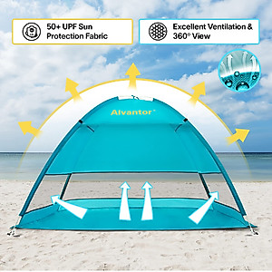 Alvantor Beach Tent Coolhut Plus Beach Umbrella Outdoor Sun Shelter Cabana Automatic Instant Pop-Up UPF 50+ Sun shade Portable Camping Fishing Hiking Canopy Easy Set Up Light Weight Windproof