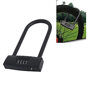MGUOTP Bicycle Lock Bicycles U Lock Heavy Duty Anti-Theft Bike Combination Lock Combo Gate Lock for Bike Scooter Motorcycles Bike Locks (Color : Black)