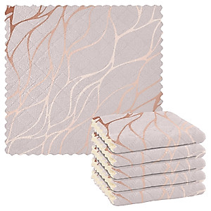 ALAZA Dish Towels Kitchen Cleaning Cloths Rose Gold Marble Pattern Dish Cloths Super Absorbent Kitchen Towels Lint Free Bar Tea Soft Towel Kitchen Accessories Set of 6,11"x11"