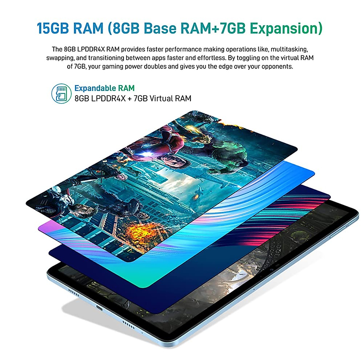 DOOGEE T20 Tablet 2023, 2K Display 10.4 Inch Android 12 Tablets, Octa-Core 15GB+256GB, 2.4G/5G Wi-Fi, 8300mAh Battery, 16MP+8MP, Split Screen, GPS, OTG, Hi-Res Audio＆TÜV Rheinland Certified, Blue