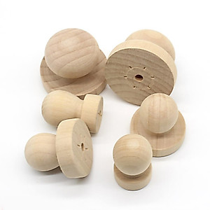 Healifty 5pcs 2.5cm Stamp Wooden Round Handle DIY Stamp Wood knobs,Drawer pulls and knobs for Scrapbooking Craft Card Diary