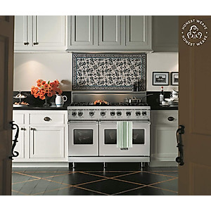 HONEST WEAVE GOTS Certified Organic Cotton Kitchen Hand and Dish Towel Sets - Oversized 20x30 inches, Fully Hemmed, in Designer Colors, 6-Pack, Sage Stripe