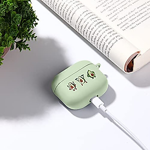 JOYLAND Cartoon Avocado Case for AirPods 3 2021 with Keychain,Funny Avocado Case for Women Men Girls Boys,Green Smooth TPU Silicone Protective Cover Compatible with Apple AirPod 3rd Generation 2021