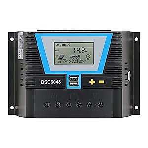 PowMr 60A PWM Solar Controller, 12V 24V 36V 48V Auto with LCD Display, Dual USB Output Charge Controller for AGM, Gel, Flooded, Lead-Acid and Lithium Battery