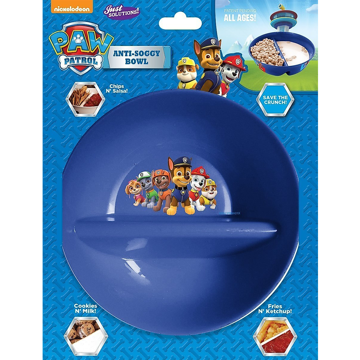 Nickelodeon, Paw Patrol - Anti Soggy Cereal Bowl for Keeping your Cereal Crunchy - Just Crunch Never Soggy Bowls for Cereal and Milk, Ice Cream, Topping, Yogurt, Berries, Fried/Ketchup and More