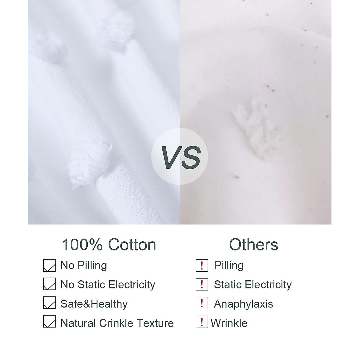 YINFUNG Tufted Duvet Cover Cotton Textured Boho Queen White Clipped Dot Shabby Chic Jacquard Geo Elegant Pretty Cute Duvet Cover Set 90x90 Diamond Bohemian Bedding Set Zip