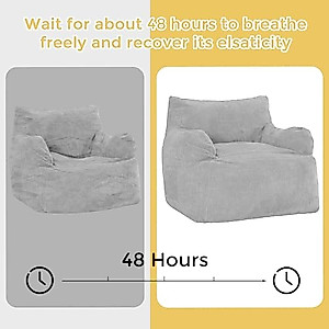 MAXYOYO Giant Bean Bag Chair, Stuffed Bean Bag Couch with Filler Large Living Room Bean Bag Chair for Adults, Big Lazy Sofa Accent Chair with Pocket Floor Chair for Gaming, Reading, Grey