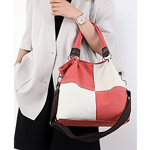 Women's Tote Canvas Satchel Hand Bag Corssbody Retro Clutch Plaid Shoulder Bag Purse Hobo Bag
