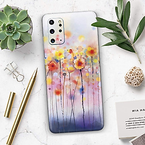 DesignSkinz Drizzle Watercolor Flowers V1 Protective Vinyl Decal Wrap Skin Cover Compatible with The Samsung Galaxy S20 (Screen Trim & Back Glass Skin)