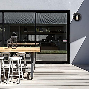 Globe Electric 44335 1-Light Outdoor Indoor Wall Sconce, Matte Black, Seeded Glass Shade, Outdoor Lighting, Outdoor Light Fixture, Front Porch Décor, Weatherproof, Bulb Not Included