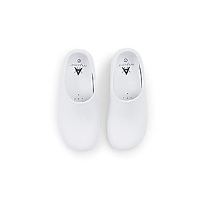 Anywear Streak Step-in Nurse Shoes for Women and Men, Oil- and Slip-Resistant EVA Kitchen Shoes, Work Shoes, 8, White