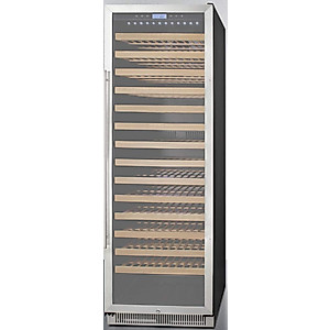 Summit Appliance SWC1926B 24" Wide Single Zone Wine Cellar For Built-In or Freestanding Use with Glass Door with Stainless Steel Trim, Digital Thermostat, Wooden Shelving and Factory-Installed Lock