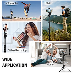 Liphisy 64” Tripod for Cell Phone & Camera, Phone Tripod with Remote and Phone Holder, Sturdy & Stable Height Adjustable Multi-Angle Shot Selfie Stick Tripod for Video Recording