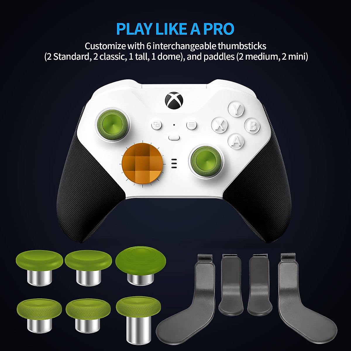 Accessories for Xbox Elite Controller Series 2 - 13 in 1 Halo Infinite Edition Replacement Paddles Thumbsticks Analog Sticks Joystick Parts Repair Kit Component Set with 2 D-Pads, 1 Tool