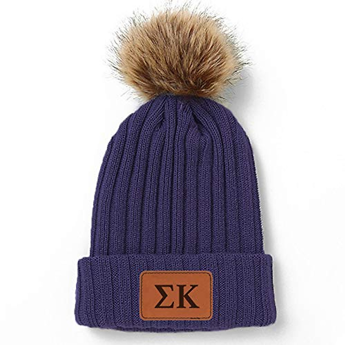 Sigma Kappa Pom Pom Beanie Hat Purple